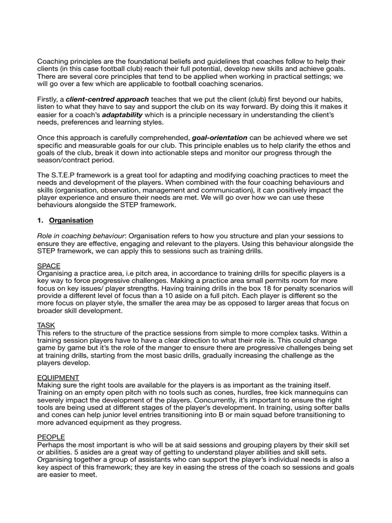 Coaching Principles Are The Foundational Beliefs and Guidelines That ...