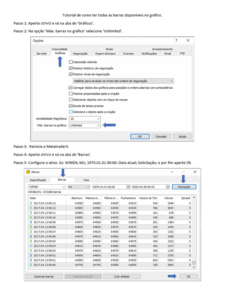 Tutorial de Como Ter Todas As Barras Disponíveis, MT5 | PDF