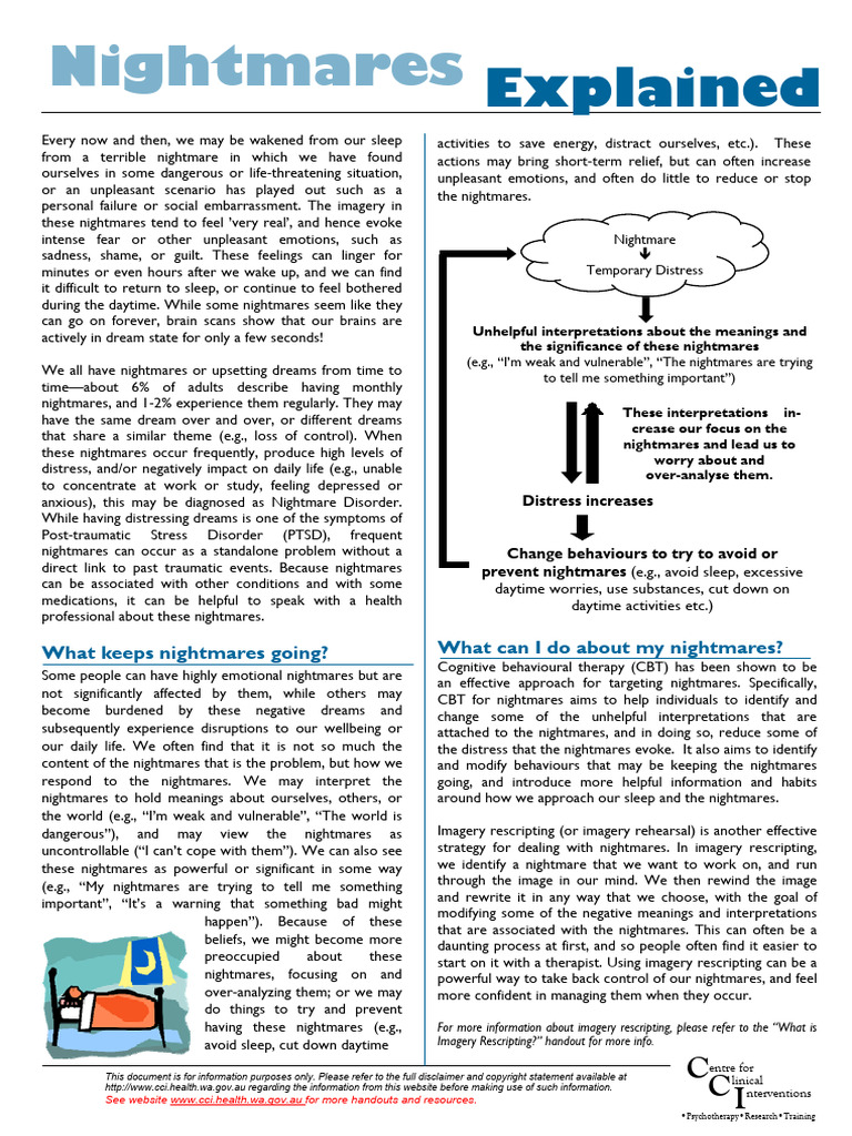 Sleep Information Sheet - 05 - Nightmares Explained | PDF | Nightmare ...