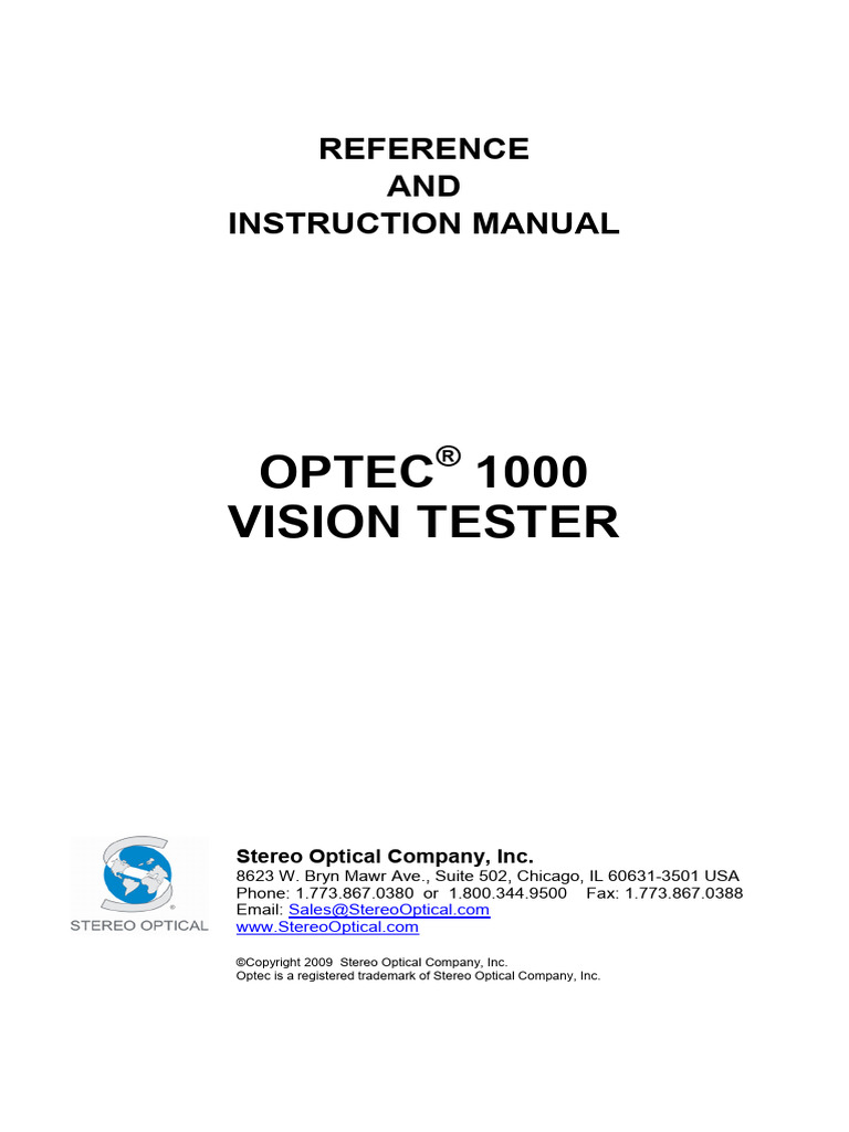 Optec 1000 Vision Tester | PDF | Visual Acuity | Light