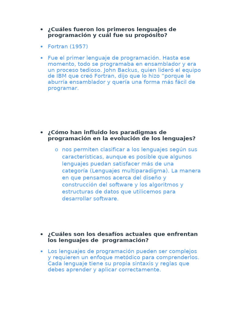 Cuáles Fueron Los Primeros Lenguajes de Programación y Cuál Fue Su ...