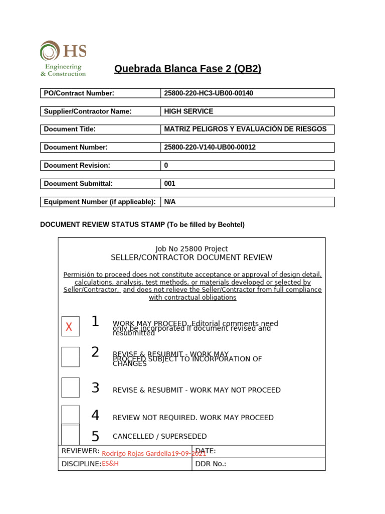 Matriz de Evaluación de Riesgos QB2 | PDF