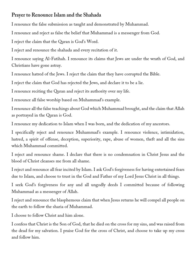 Prayer To Renounce Islam | PDF