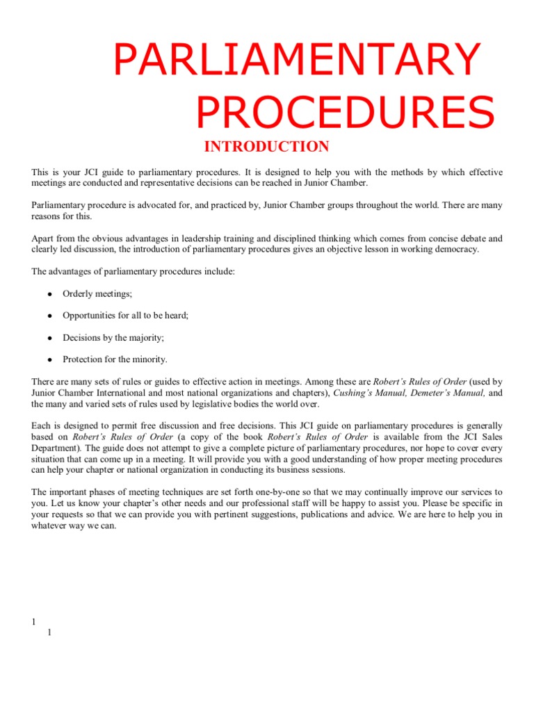 Parliamentary Procedures | Parliamentary Procedure | Public Sphere