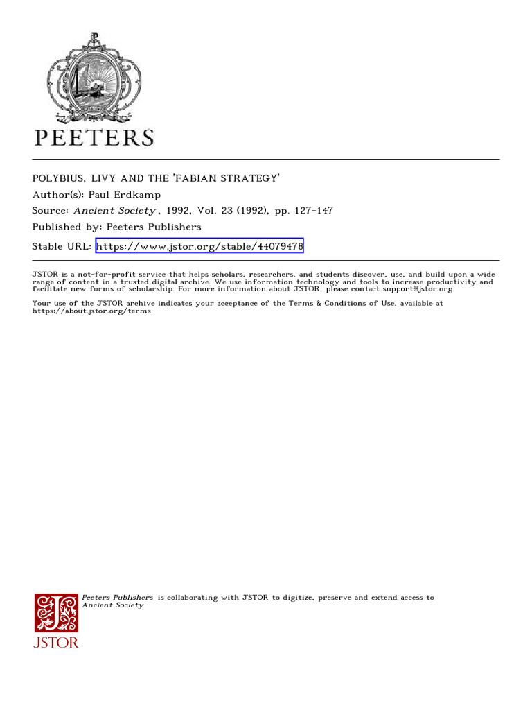 Polybius Livy and The Fabian Strategy | PDF | Hannibal | Second Punic War