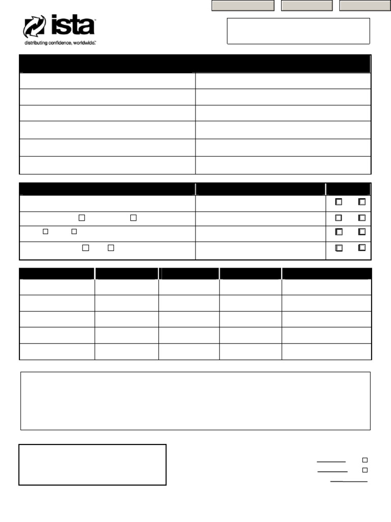 ISTA LAB CERTIFICATION Equipment Verification Forms | PDF ...