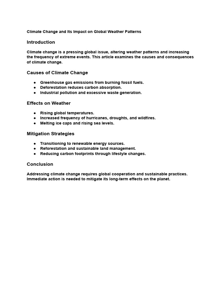 Climate Change's Impact on Weather Patterns | PDF