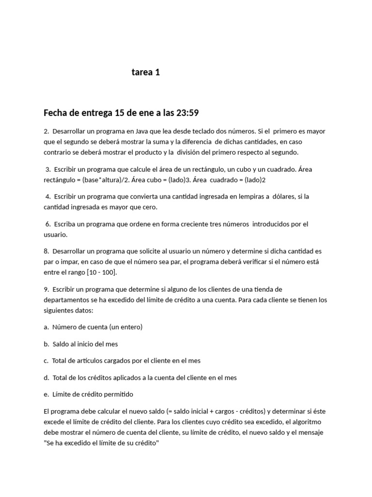 Tarea de Programacion | PDF