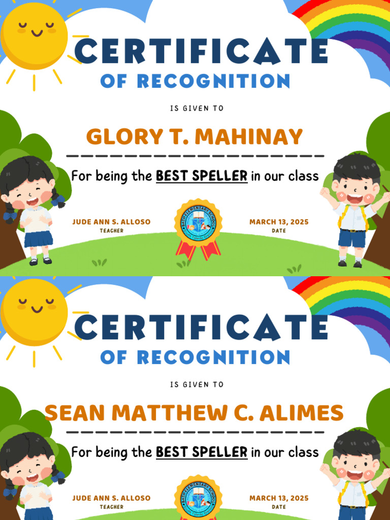 Pink Super Speller Certificate | PDF