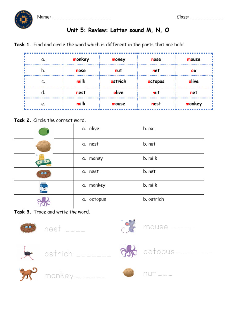 MNO Phonics Worksheet | PDF
