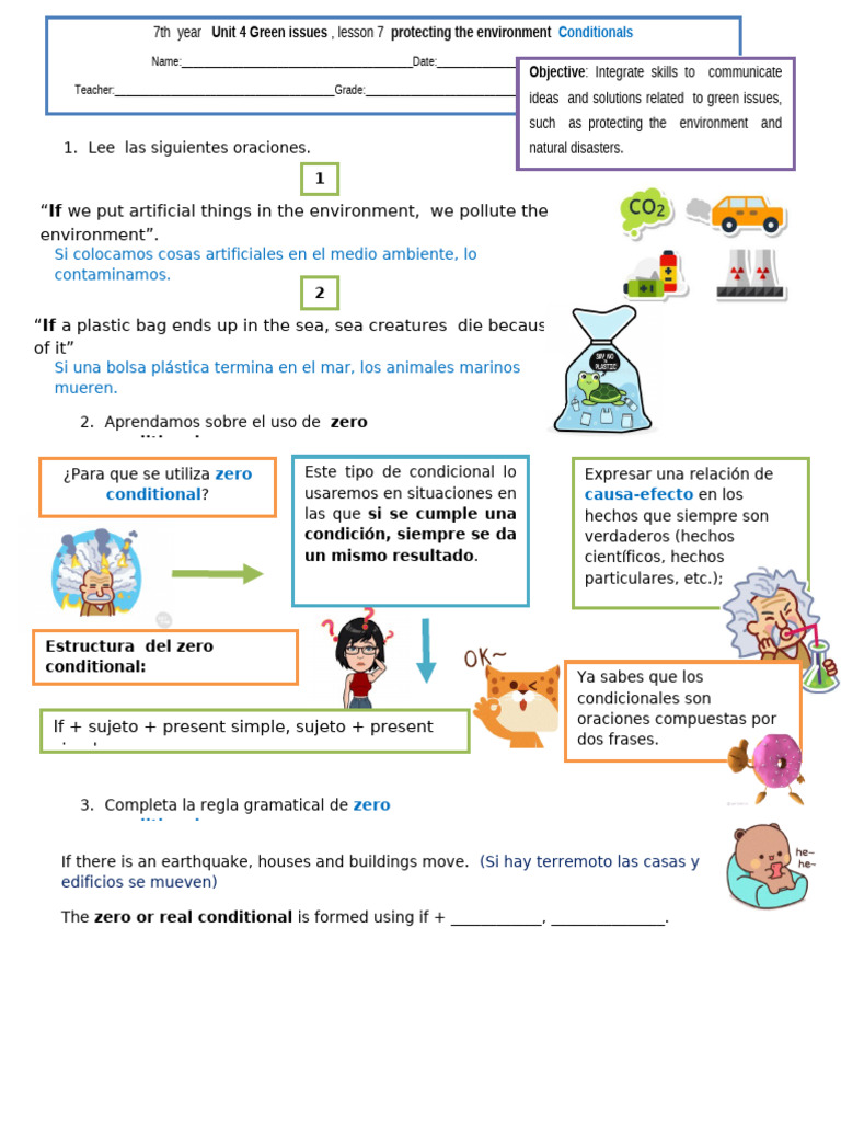 7th Year Unit 4 Green Issues, Lesson 7 Protecting The Environment Conditionals | PDF