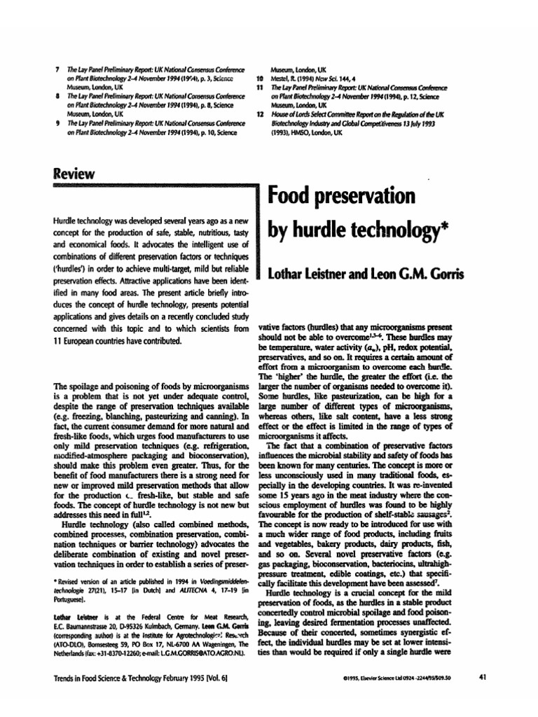 Food Preservation by Hurdle Technology | PDF | Flavor | Food Preservation