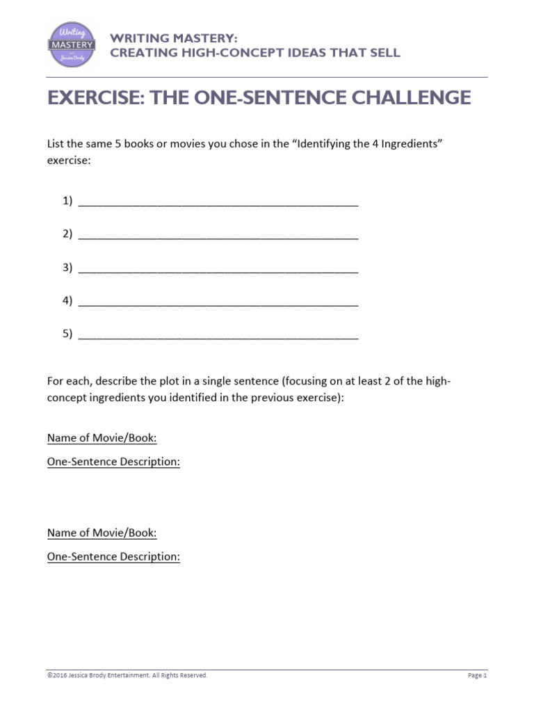 Exercise - The One-Sentence Challenge | PDF