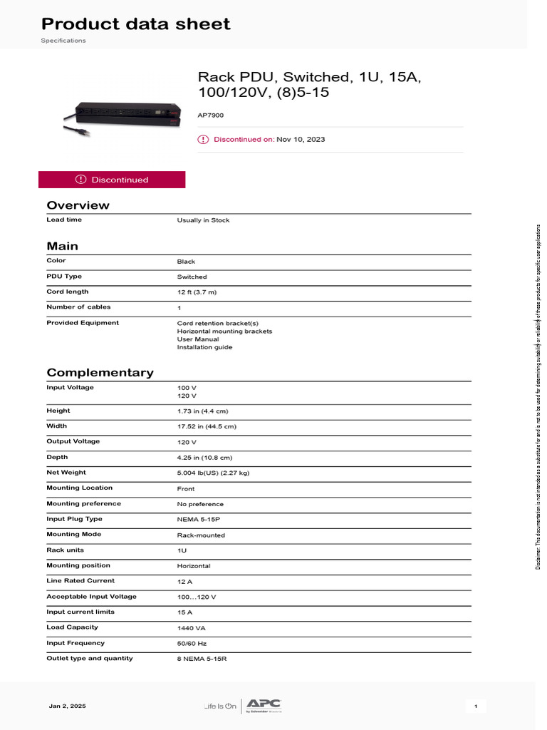 APC_NetShelter-Switched-Rack-PDUs_AP7900 | PDF | Electrical Engineering | Electricity