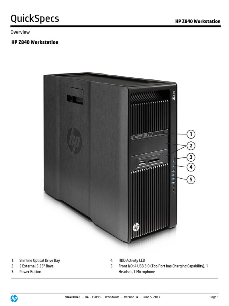 hp_Z840_quickspecs_compeve | PDF | Solid State Drive | Hard Disk Drive