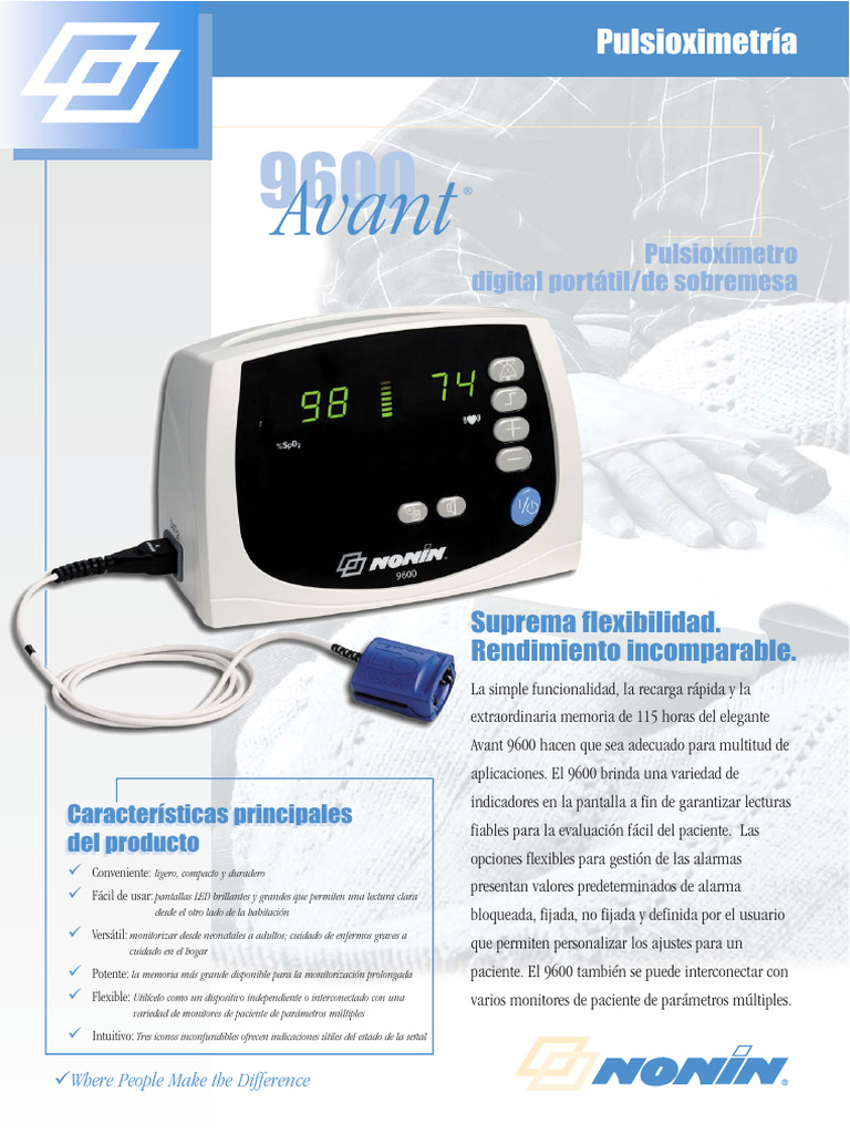 Pulso Oximetro Avant 9600 | PDF | Sensor | Diodo emisor de luz
