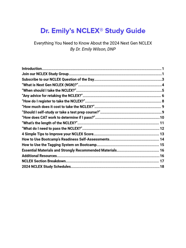 Dr. Emily's NCLEX® Study Guide | PDF | National Council Licensure ...