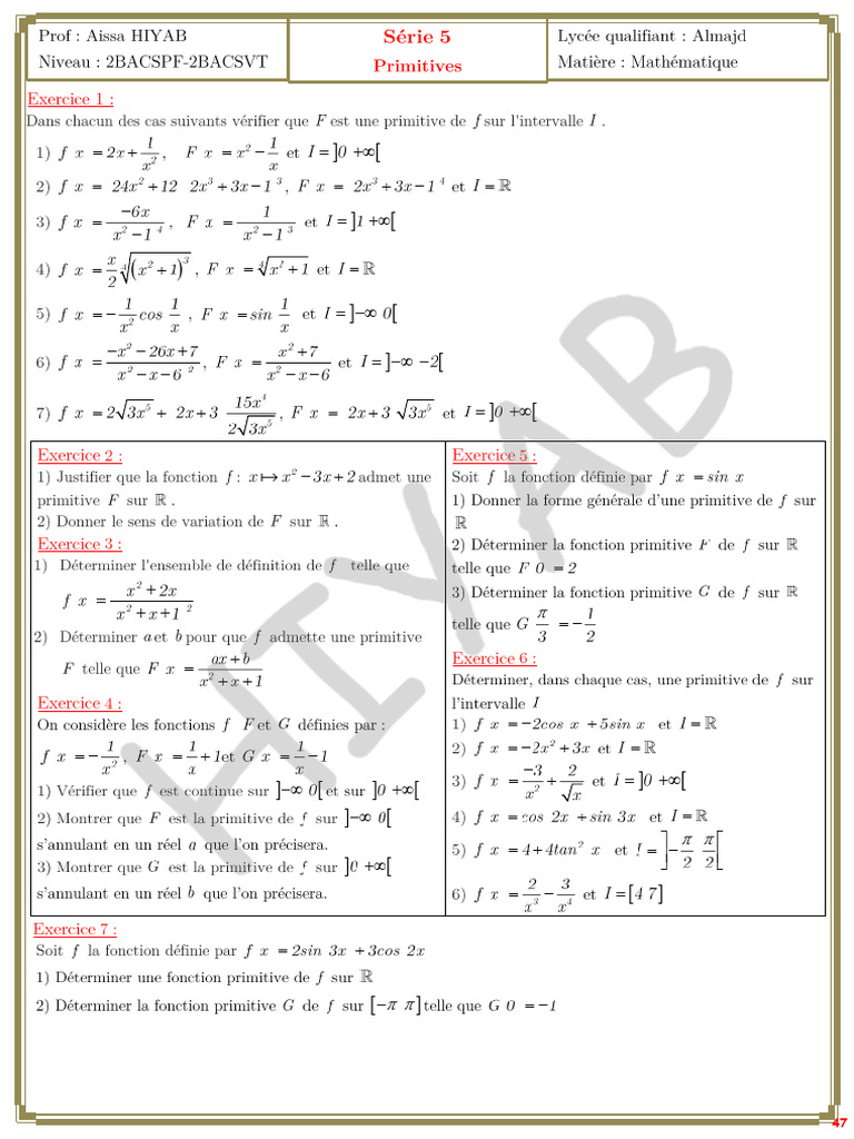 Primitive Function Analysis | PDF