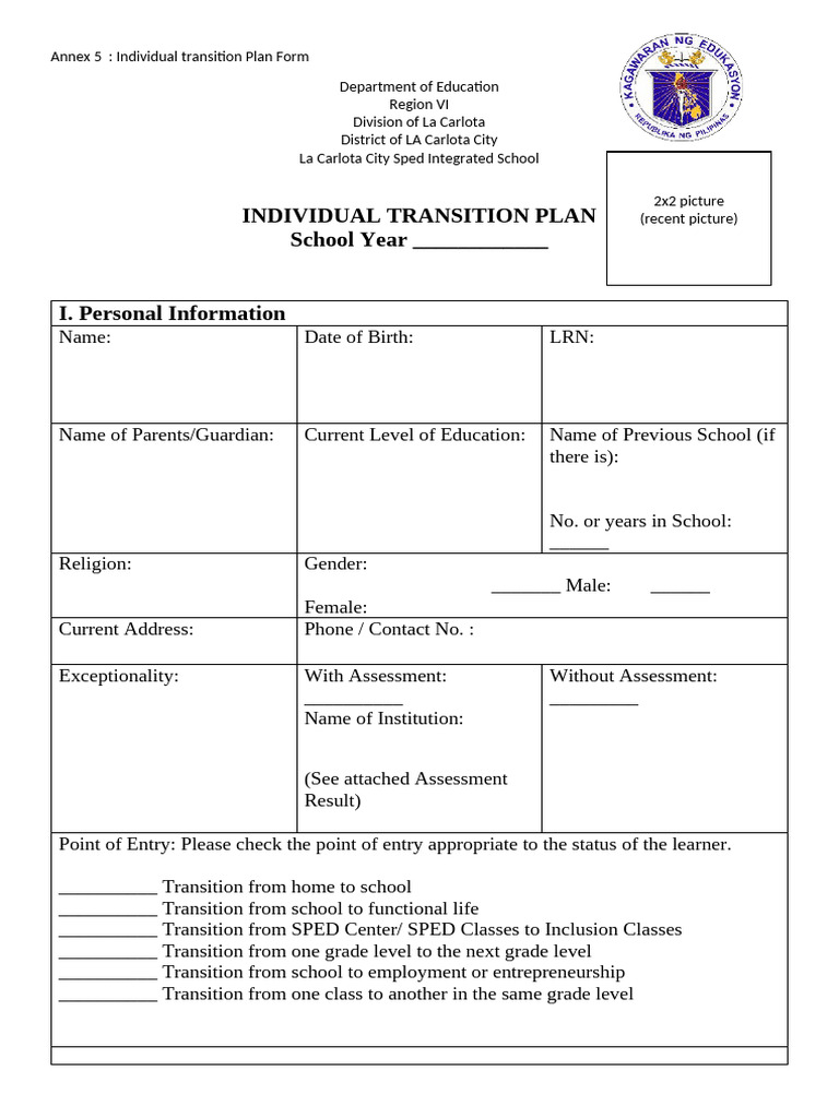 Individual Transition Plan | PDF | Cognition | Education Theory