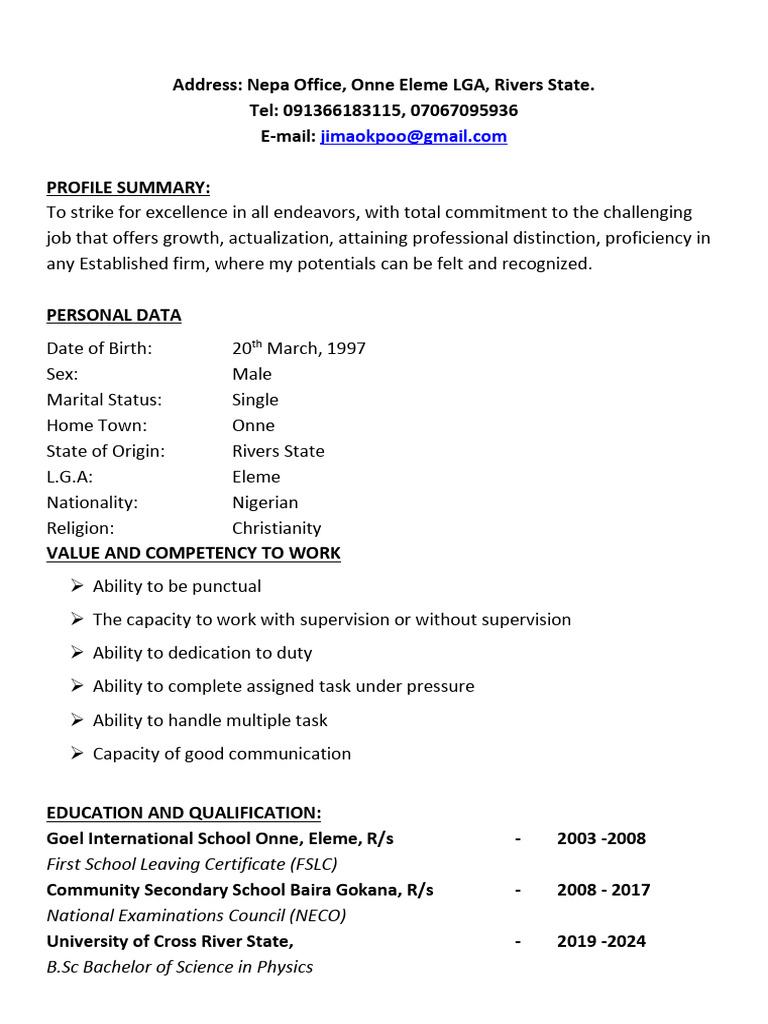 Christopher Blessing Okpoo CV | PDF