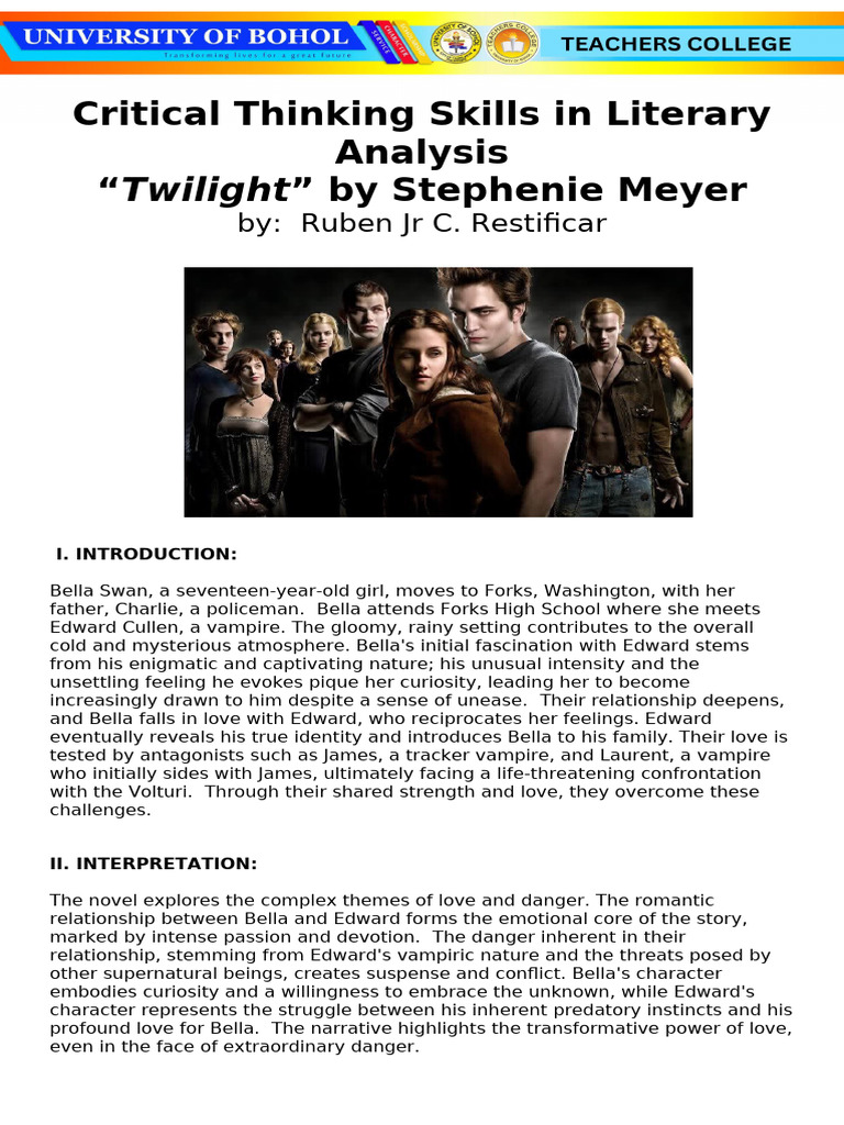 Twilight - Literary Analysis | PDF | Twilight (Novel Series)
