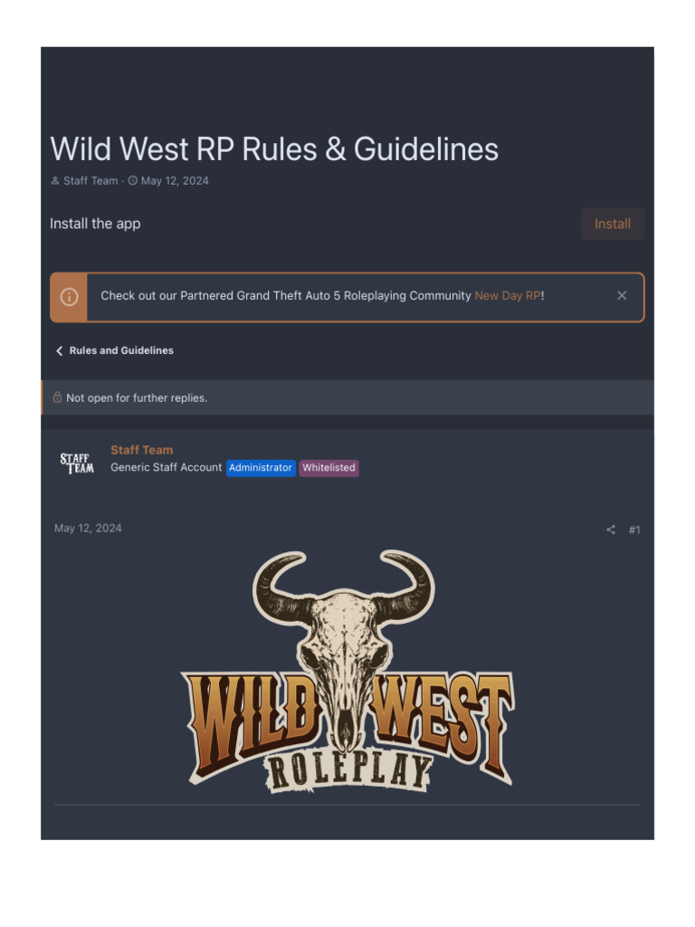 Wild West RP Rules & Guidelines - Wild West RP - RedM RP - Red Dead Redemption 2 Roleplay Server ...