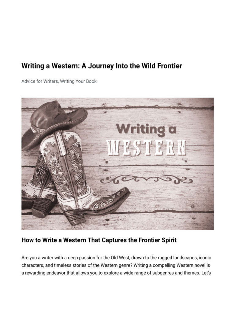 Writing a Western: Crafting Your Novel | PDF | Western (Genre)