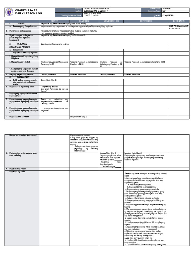 DLL - Esp 5 - Q4 - W6 | PDF