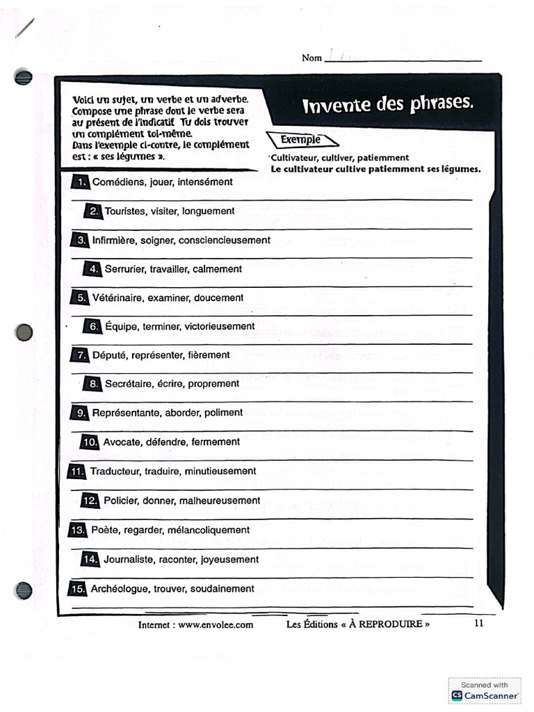 French Homework On Adverbs | PDF