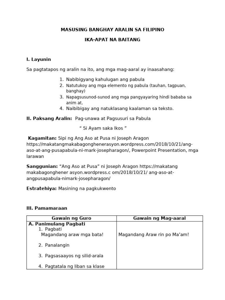 Lesson Plan Pabula | PDF