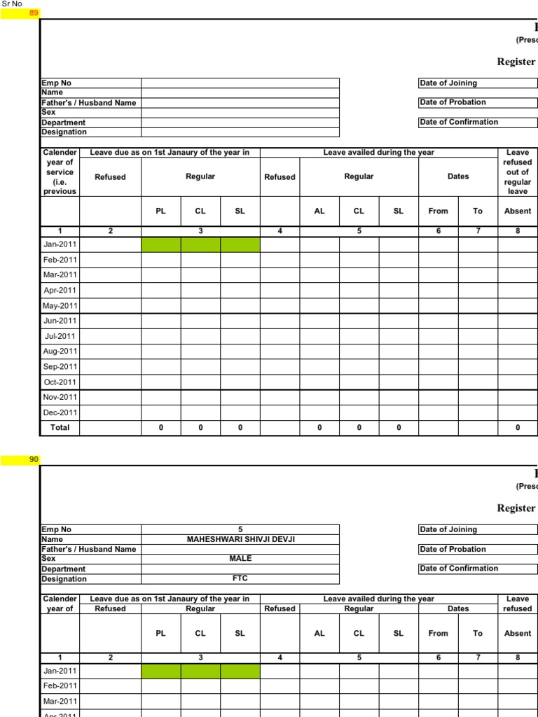 Form - 18 Leave With Wages