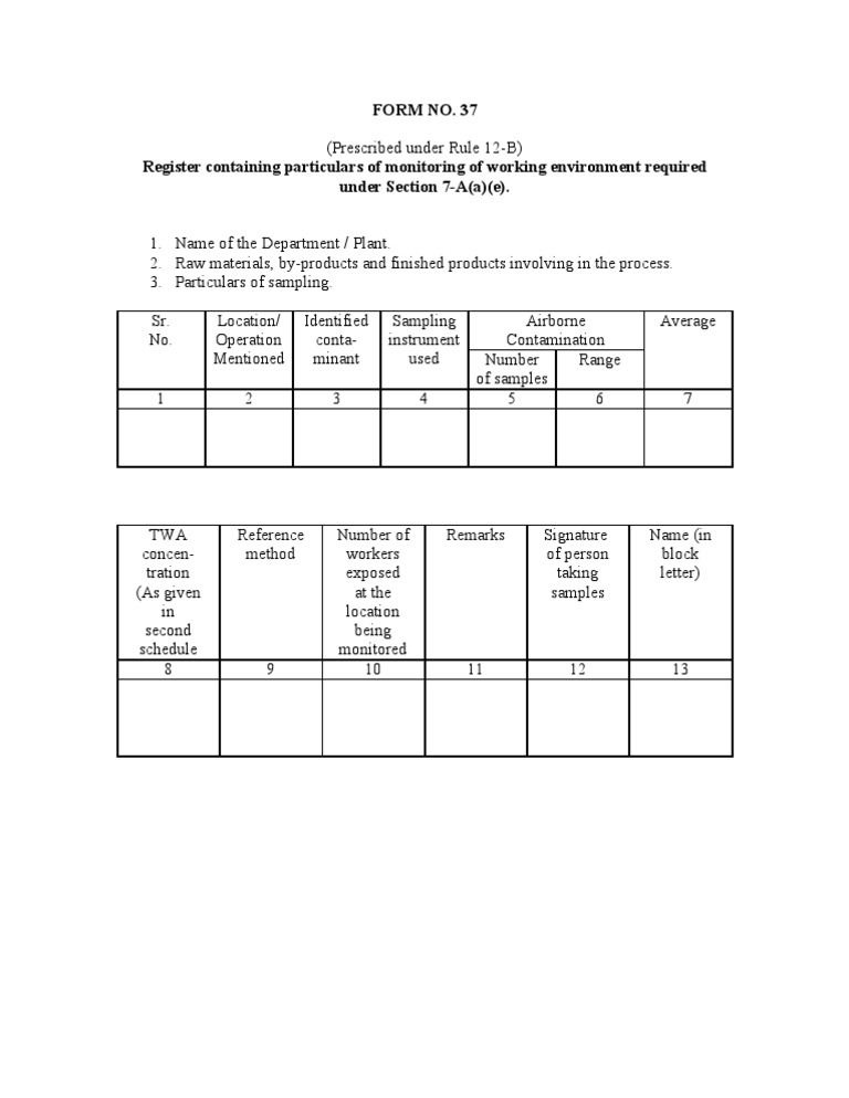 Form 37: Workplace Monitoring Register | PDF | Computers | Technology ...
