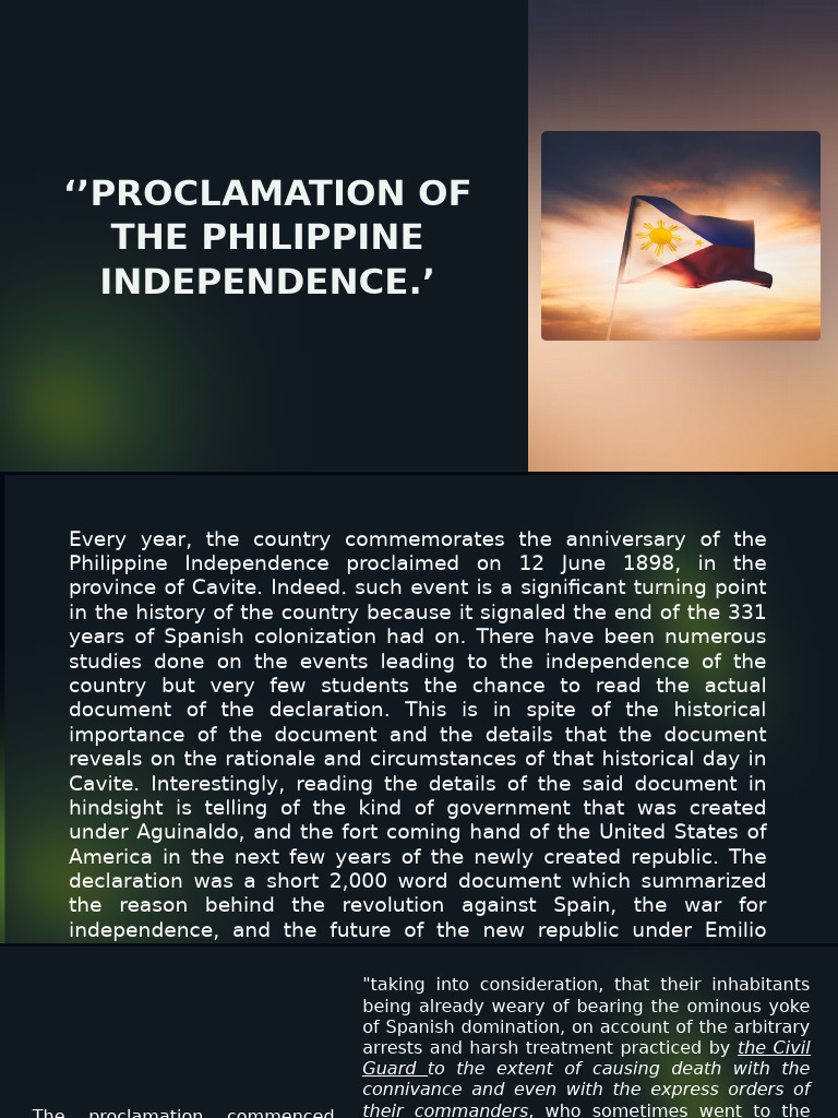 Philippine Independence Proclamation 1898 | PDF | Philippines | Spanish ...