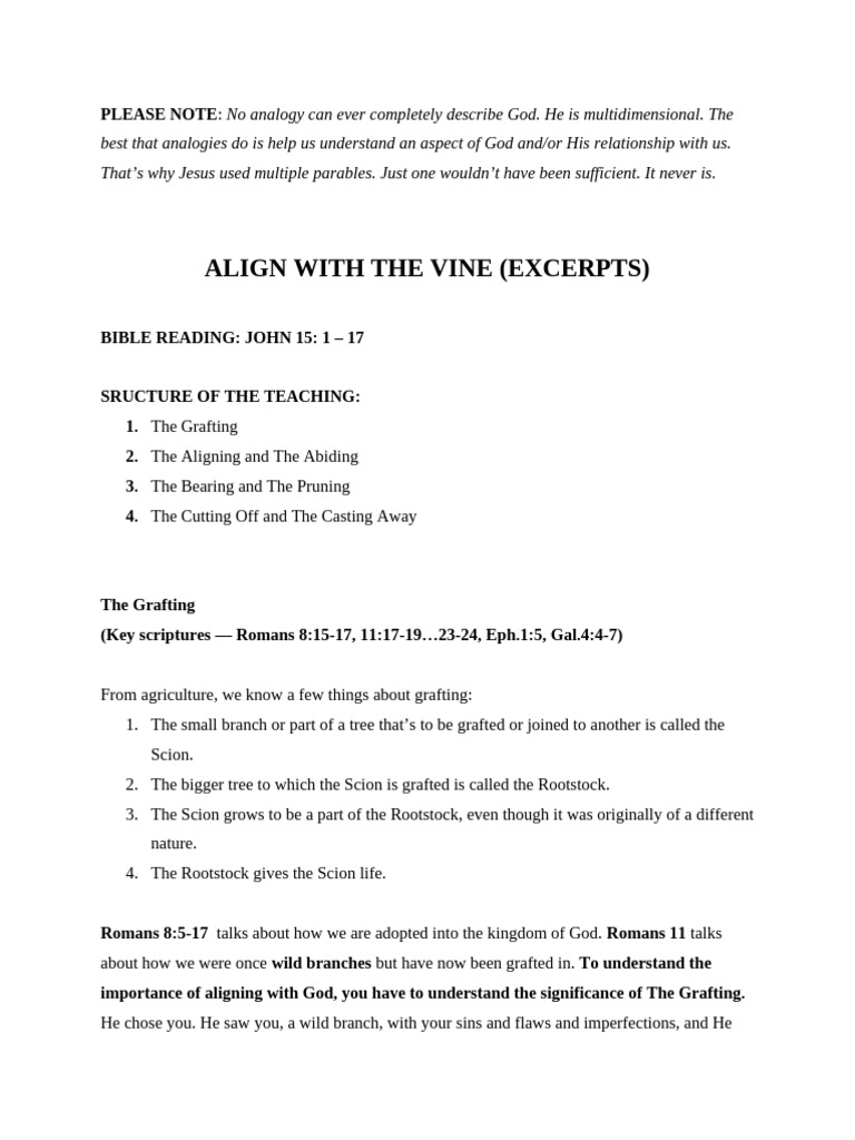 Align With The Vine (Excerpts) | PDF | Grafting | Vitis