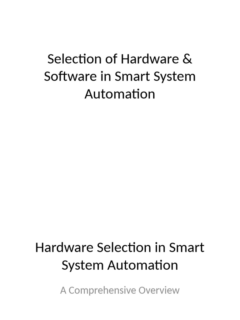 Hardware Selection Smart System Automation | PDF | System On A Chip | Microcontroller
