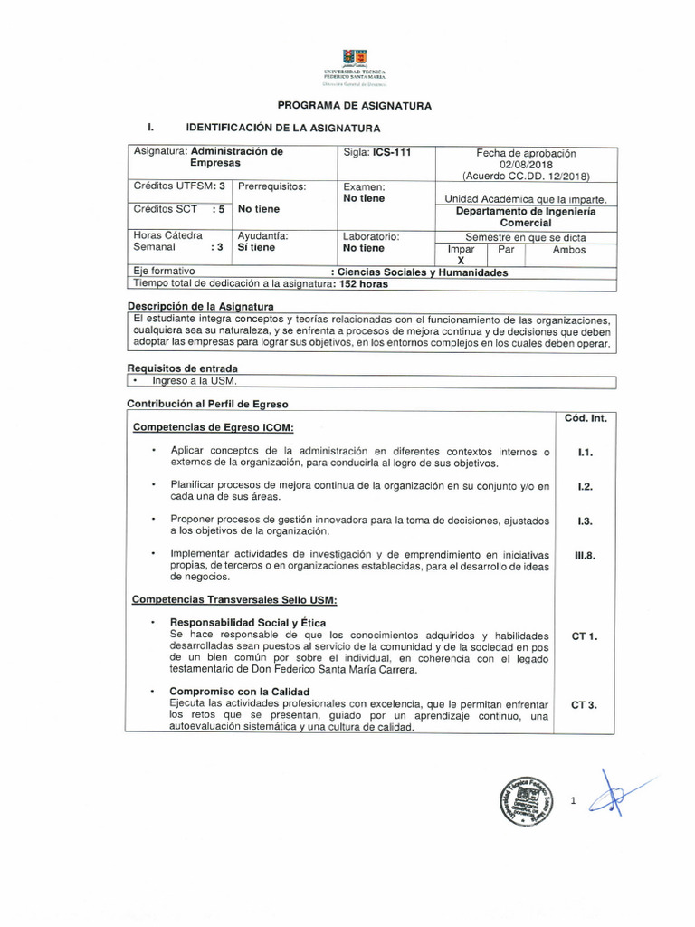 ICS 111 - ADMINISTRACIÓN DE EMPRESAS (SCT-C.A.) | PDF