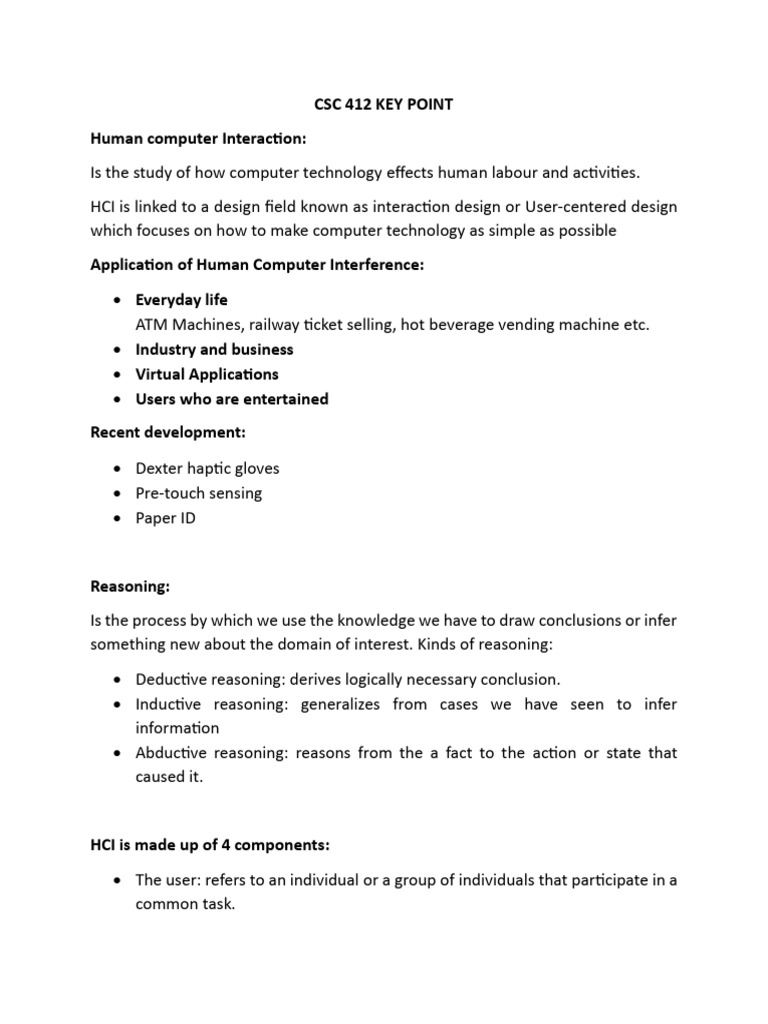 CSC 412 Key Points | PDF