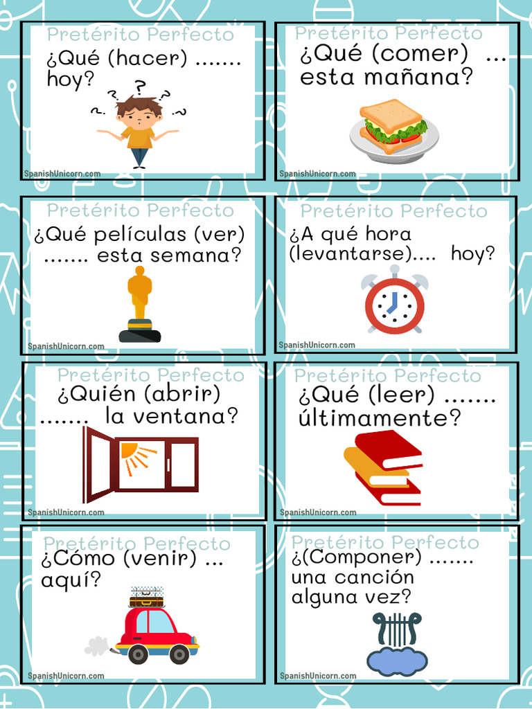 Preterito Perfecto 72 Tarjetas | PDF