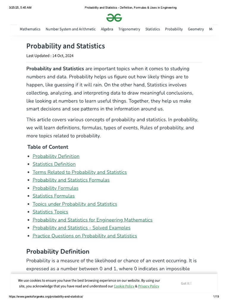 Probability and Statistics - Definition, Formulas & Uses in Engineering ...