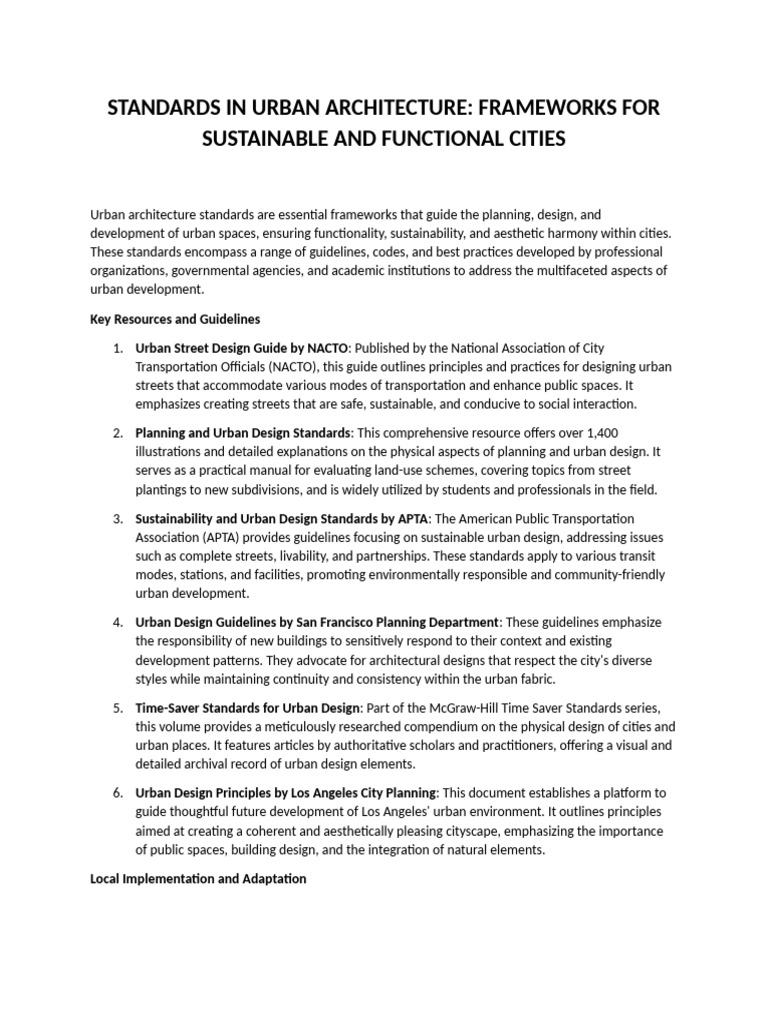 STANDARDS IN URBAN ARCHITECTURE | PDF | Urban Design | Natural Environment