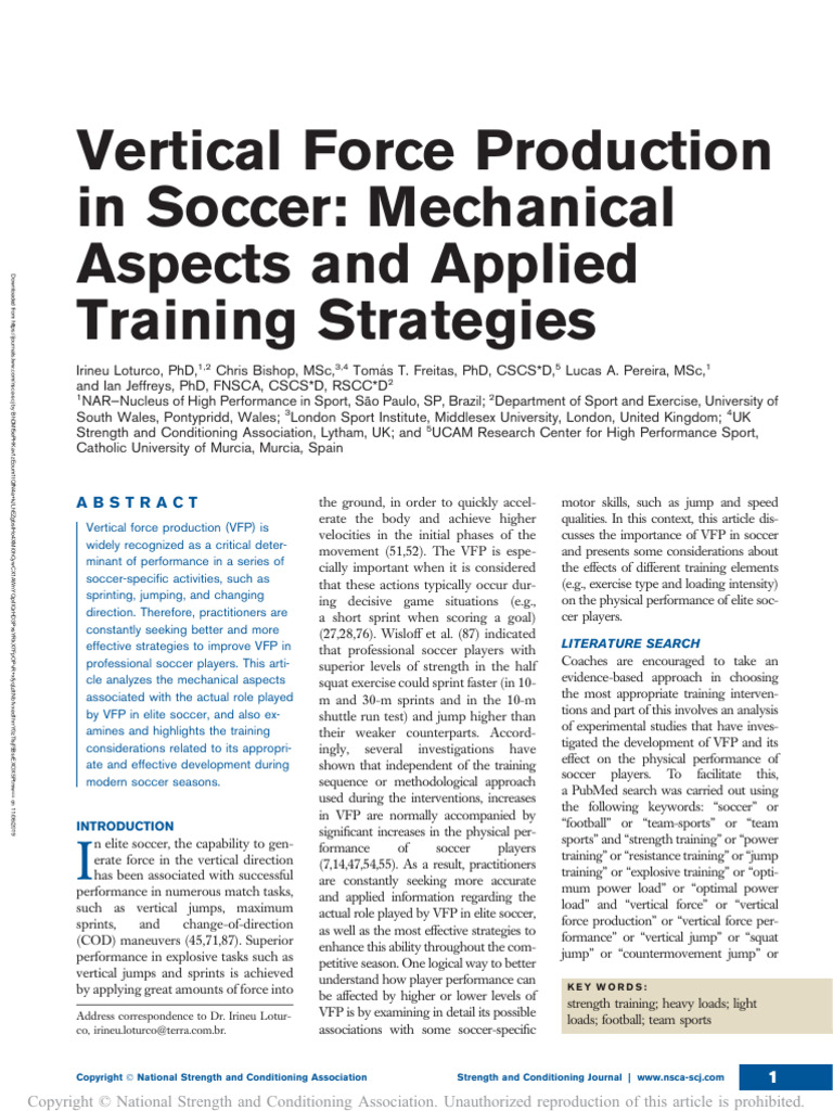Vertical Force Production in Soccer - Mechanical Aspects and Applied ...
