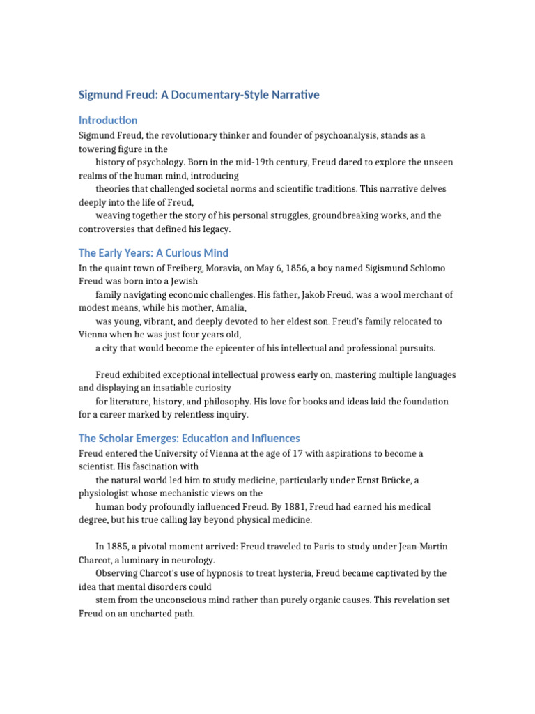 Sigmund Freud Documentary Style | PDF | Sigmund Freud | Psychoanalysis