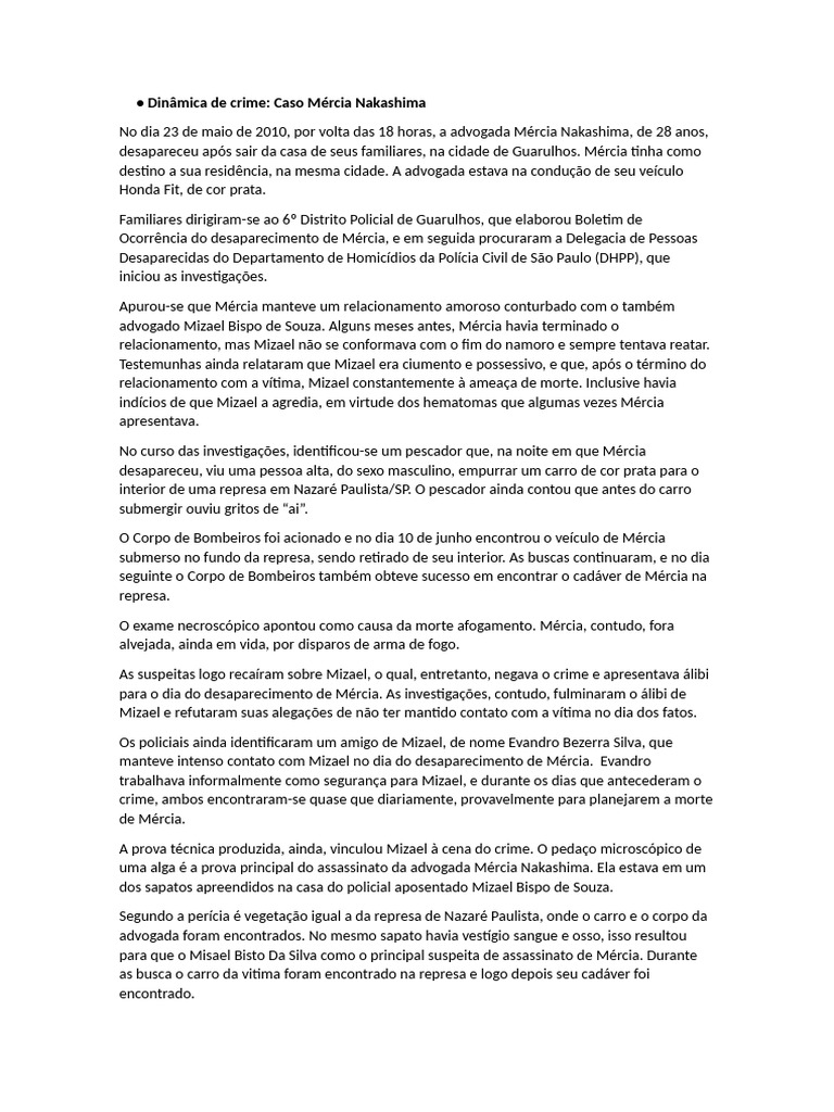 Caso Mércia Nakashima | PDF | Polícia