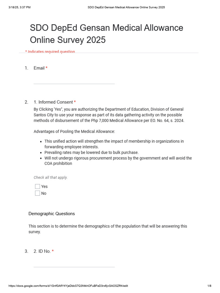 SDO DepEd Gensan Medical Allowance Online Survey 2025 Google Forms ...