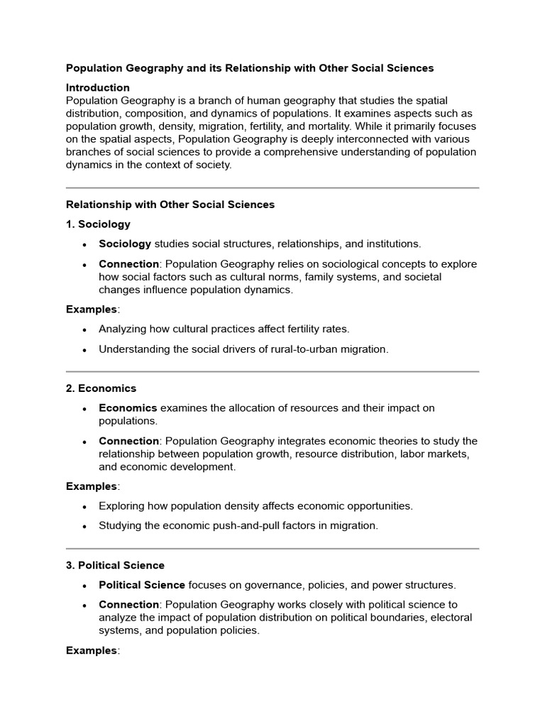 Population Geography and its Relationship with Other Social Sciences ...