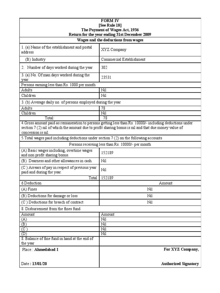 Annual Return Form IV Submission | PDF