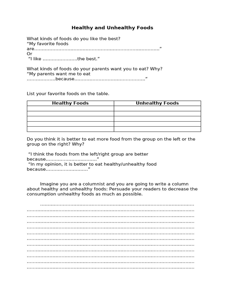 Creative Writing on Food Choices | PDF