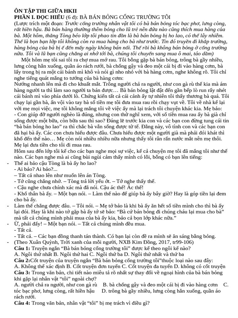 Đề Ôn Thi Giữa Hkii | PDF