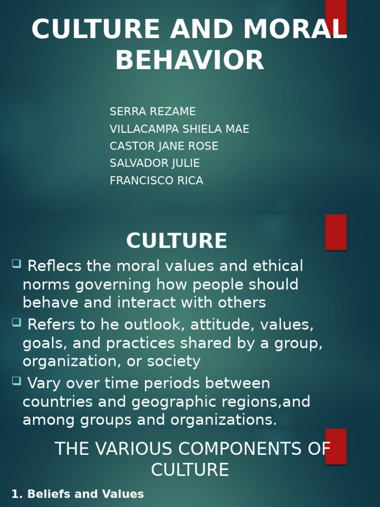 Culture and Moral Behavior | PDF | Morality | Socialization