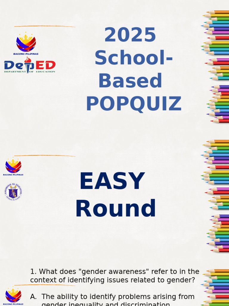 Pop Quiz School Based 2025 | PDF | Total Fertility Rate | Sexually ...